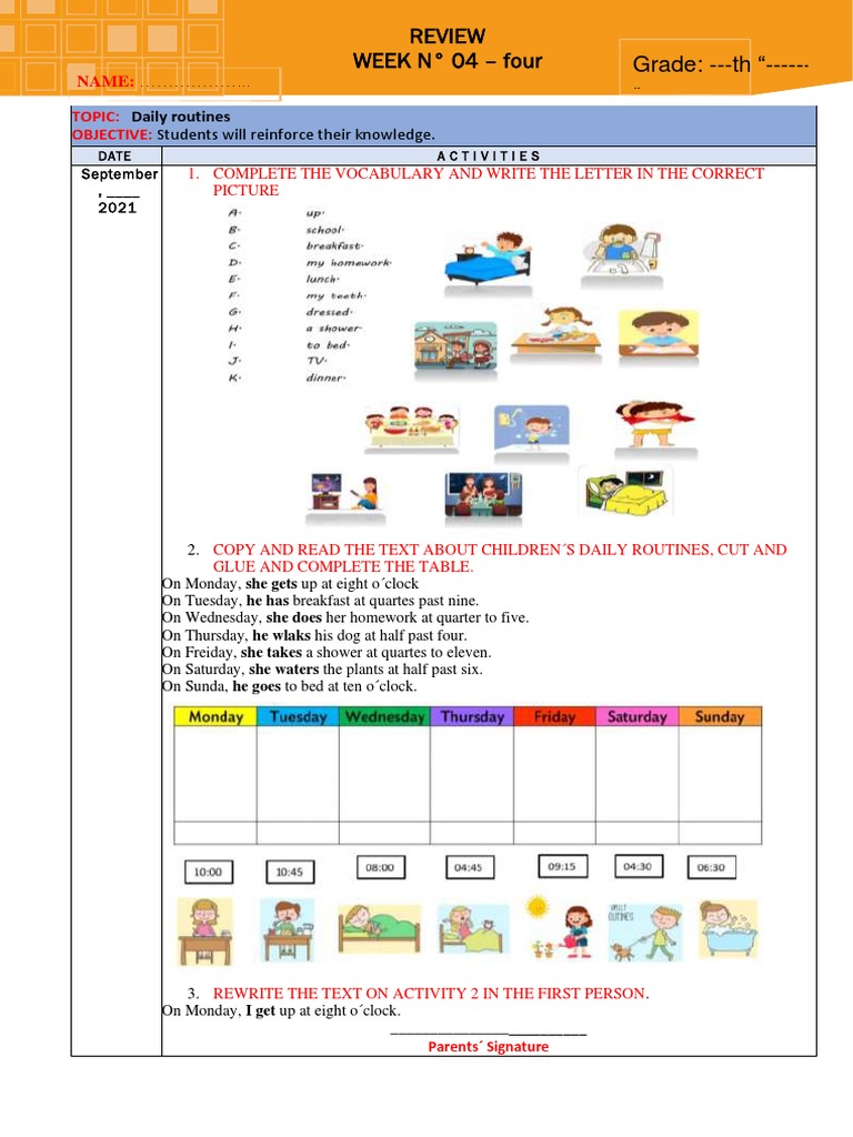 2-Daily Routines Thirds Personal Pronouns | PDF