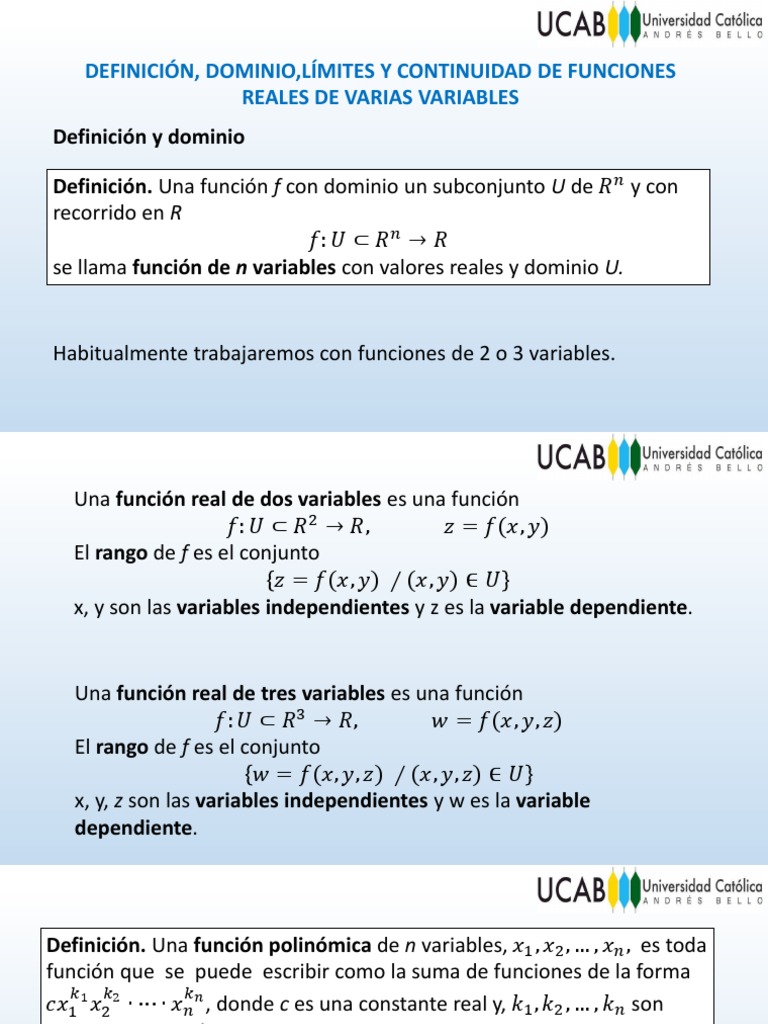 Definción, y Continuidad de Funciones de Varias Variables | PDF | Función (Matemáticas ...