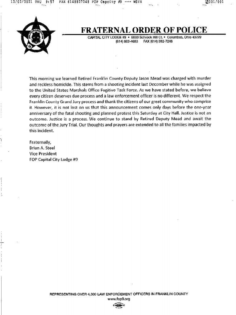 FOP Statement Jason Meade | PDF
