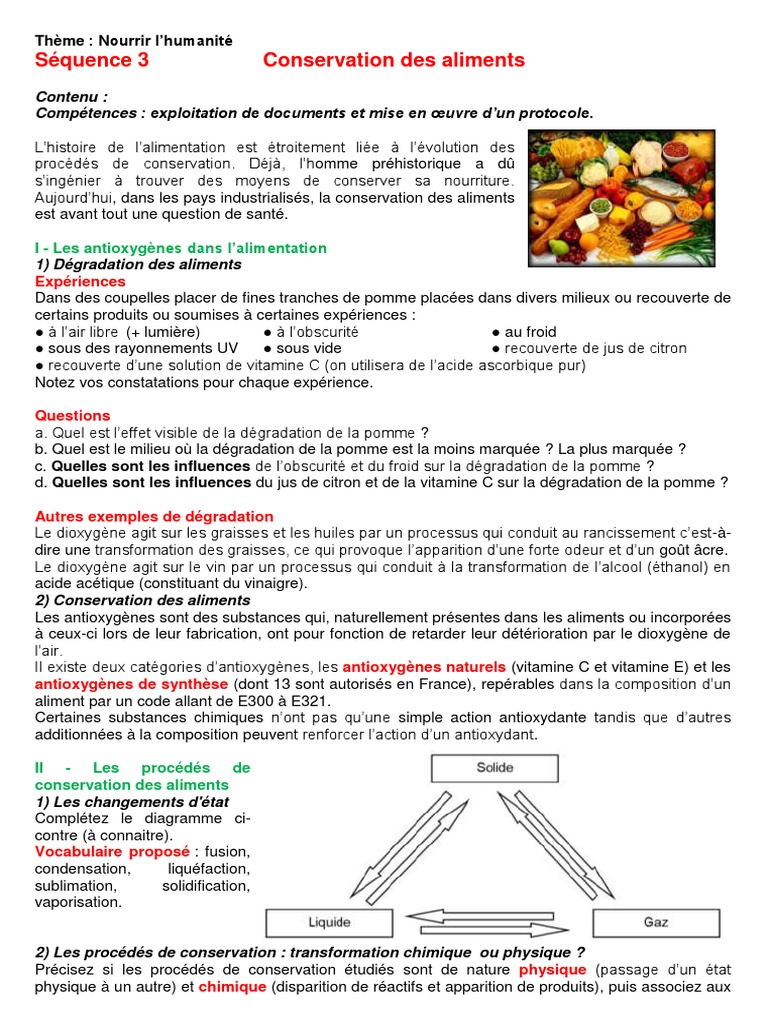 Techniques de conservation des aliments | PDF | Conservation des ...