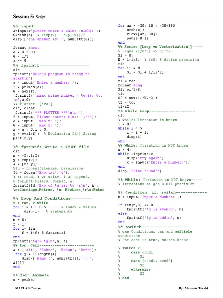 Session 5:: %% Input | PDF | Computer Science | Software