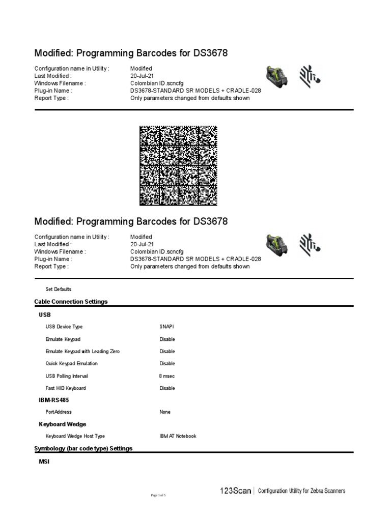 Programming Barcode DS3678 Modified | PDF | Barcode | Usb