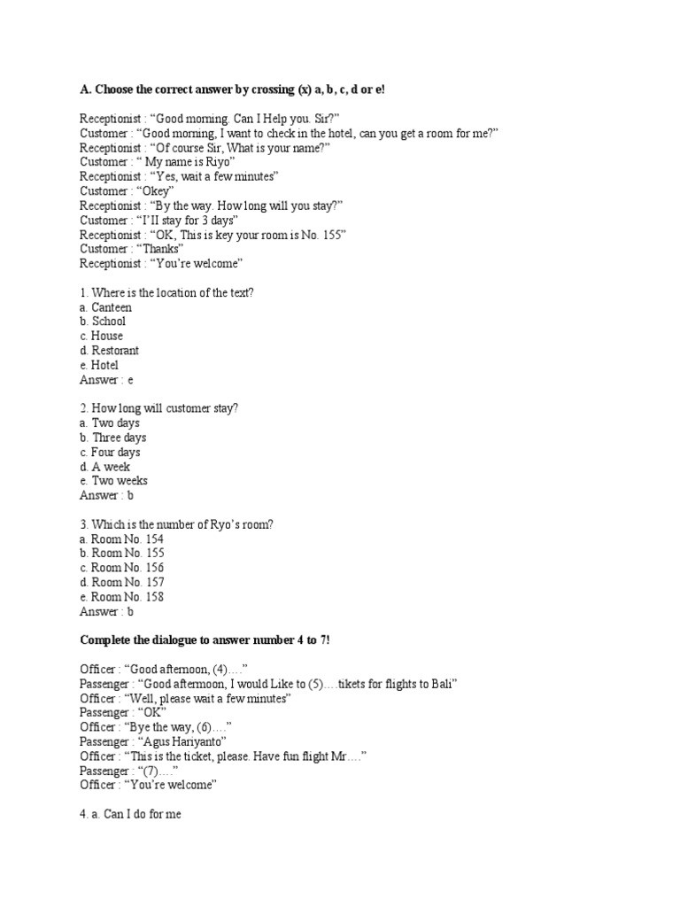 A. Choose The Correct Answer by Crossing (X) A, B, C, D or E! | PDF