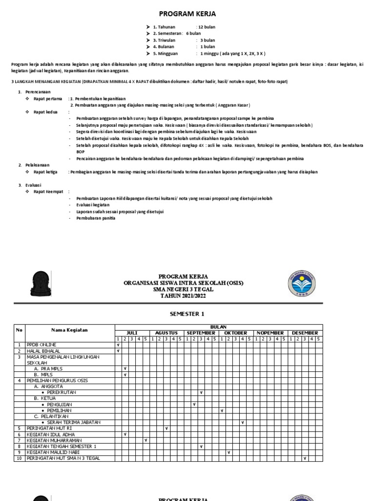 Program Kerja Osis 2021-2022 | PDF