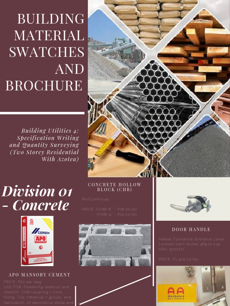 Building Material Swatches AND Brochure | PDF | Door | Tile