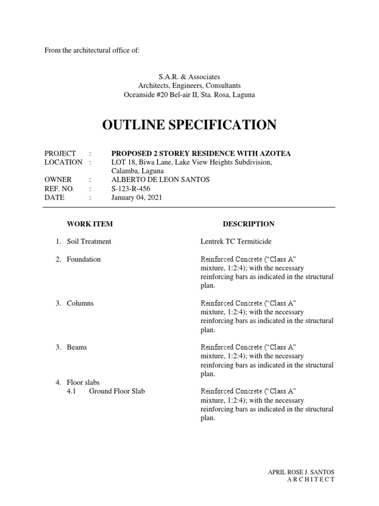 Outline Specification - 20210301 | Download Free PDF | Window | Countertop