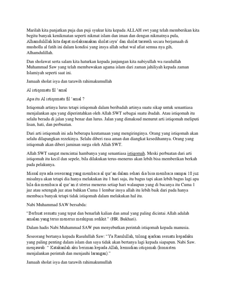 Kultum Istiqomah | PDF