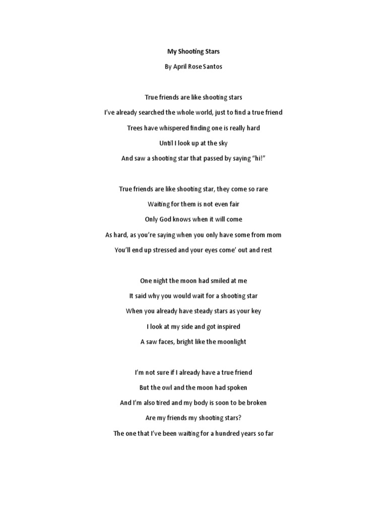 My Shooting Stars (1st Poem) | PDF