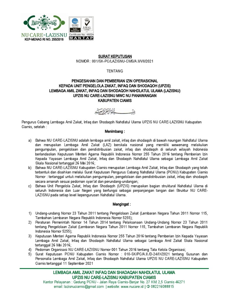 SK Lazisnu MWC Jatinagara | PDF