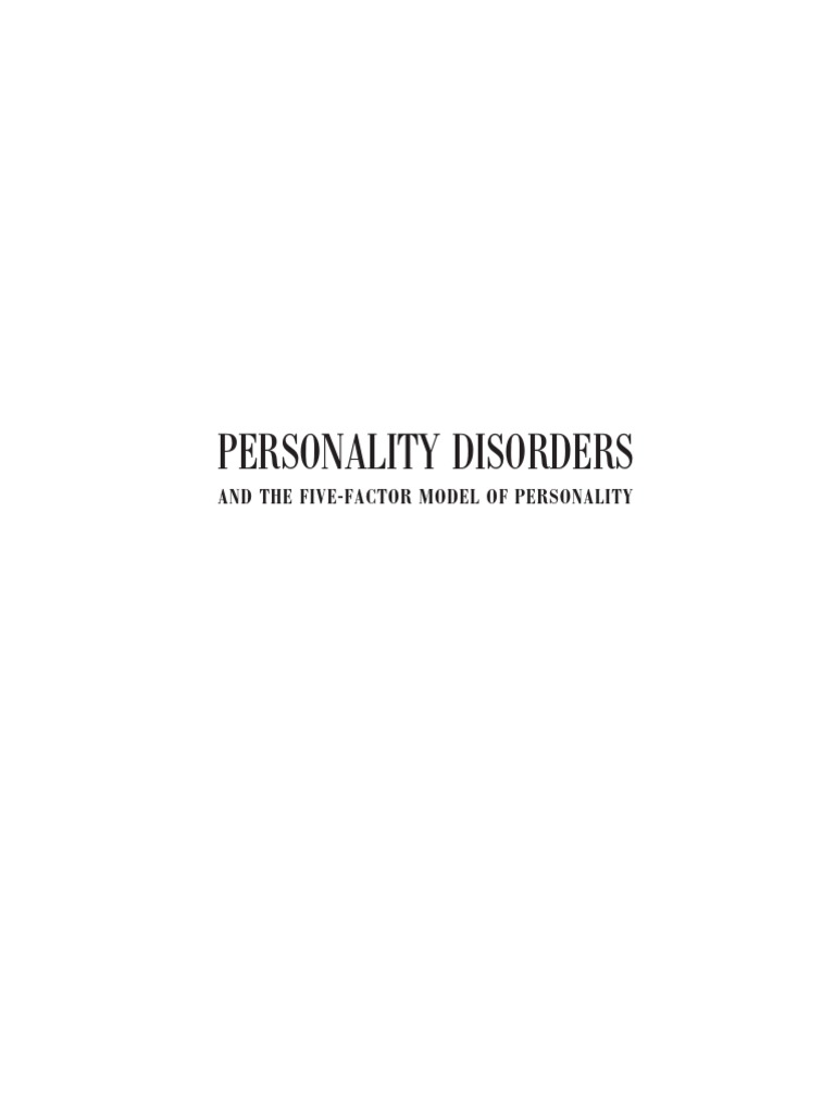 Personality Disorders and The Five Factor Model of Personality PDFDrive ...