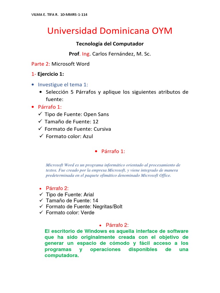 Practica Informatica PDF Vilma | PDF | Microsoft Excel | Microsoft Windows