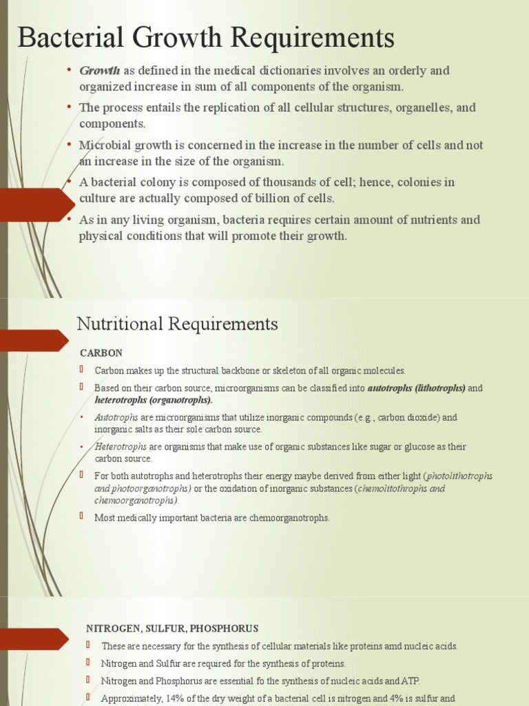 Bacterial Growth Requirements: Growth As Defined in The Medical ...