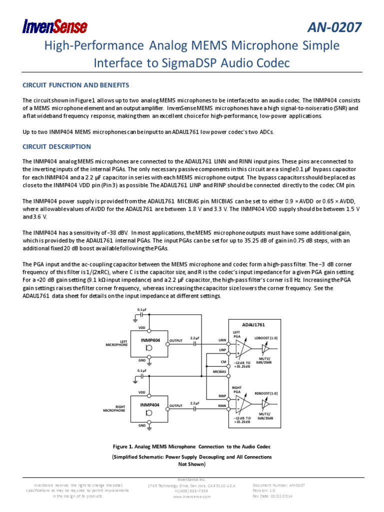 High Performance Analog MEMS Microphone Simple4 | PDF | Microphone | Patent
