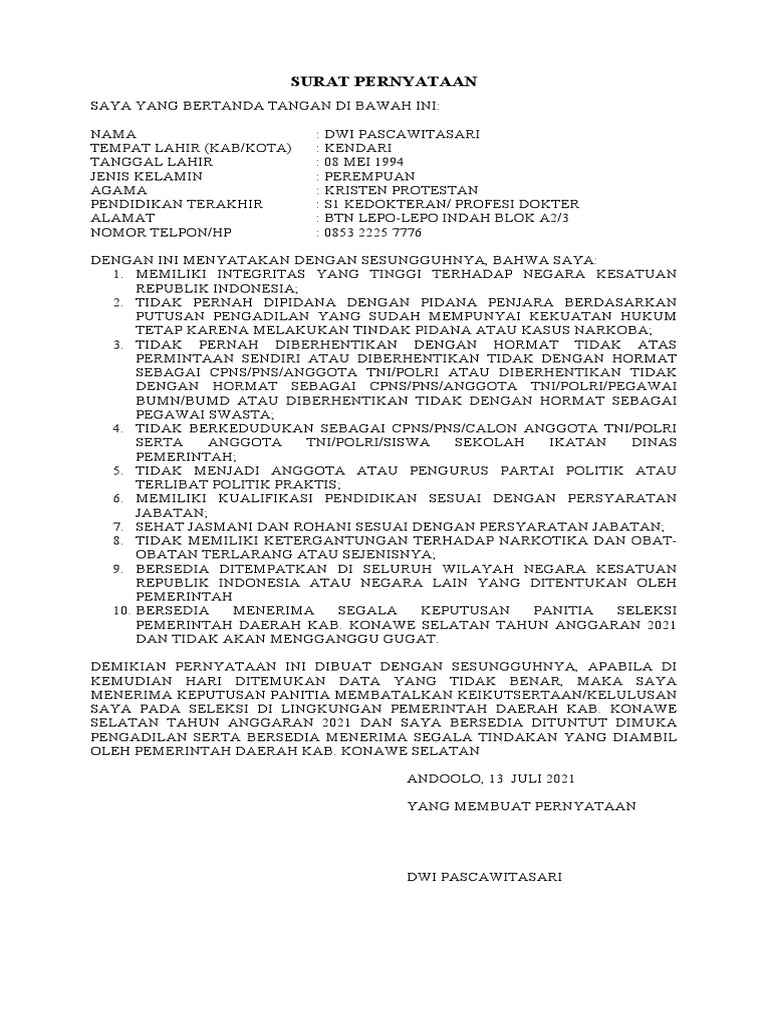 DECLARATION OF INTEGRITY | PDF