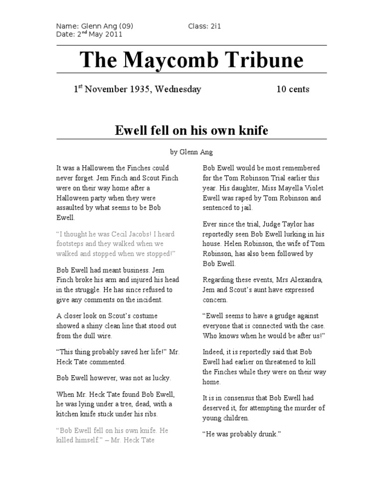 The Maycomb Tribune | PDF | Violence