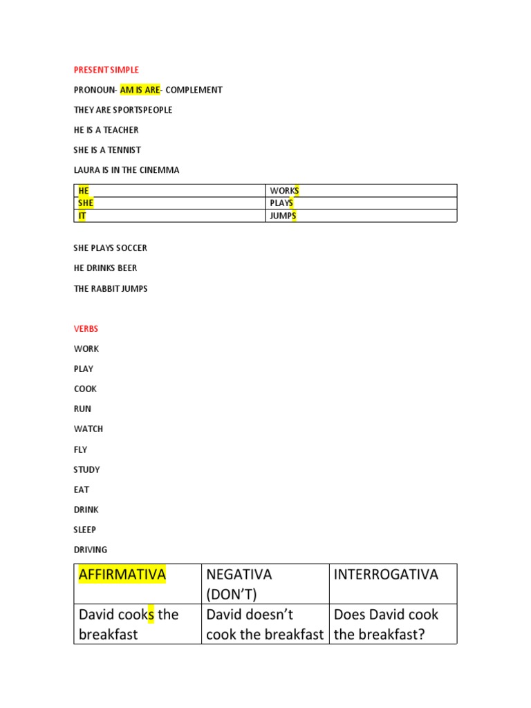 Present Simple | PDF