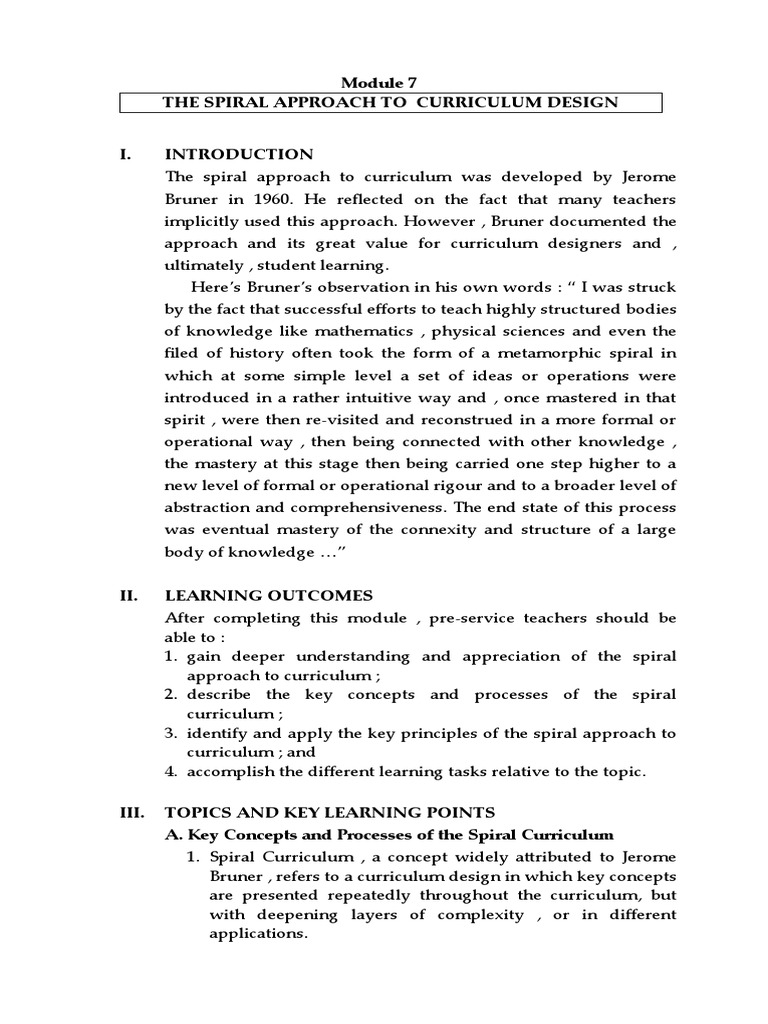Module 7 Spiral Curriculum | PDF | Curriculum | Learning