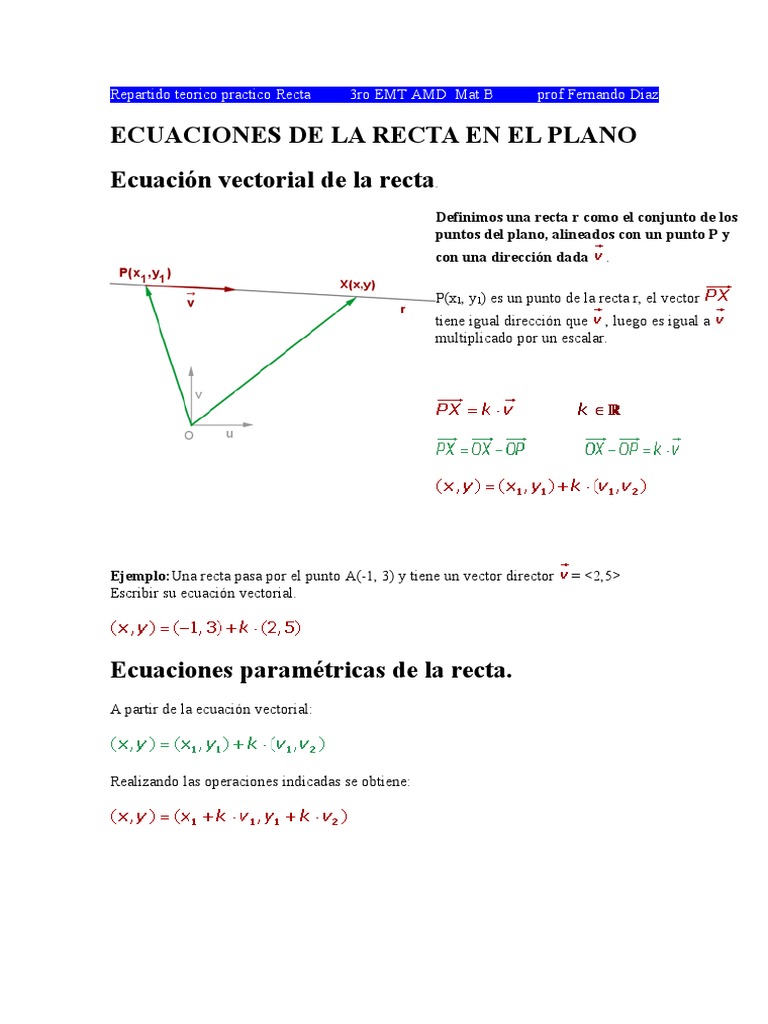 Ecuaciones de la Recta: Guía 3ro EMT | PDF | Línea (geometría) | Pendiente