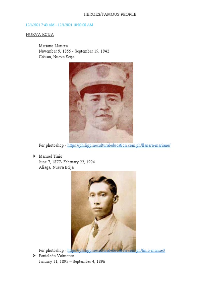 Notable Heroes of Nueva Ecija and Pampanga | PDF