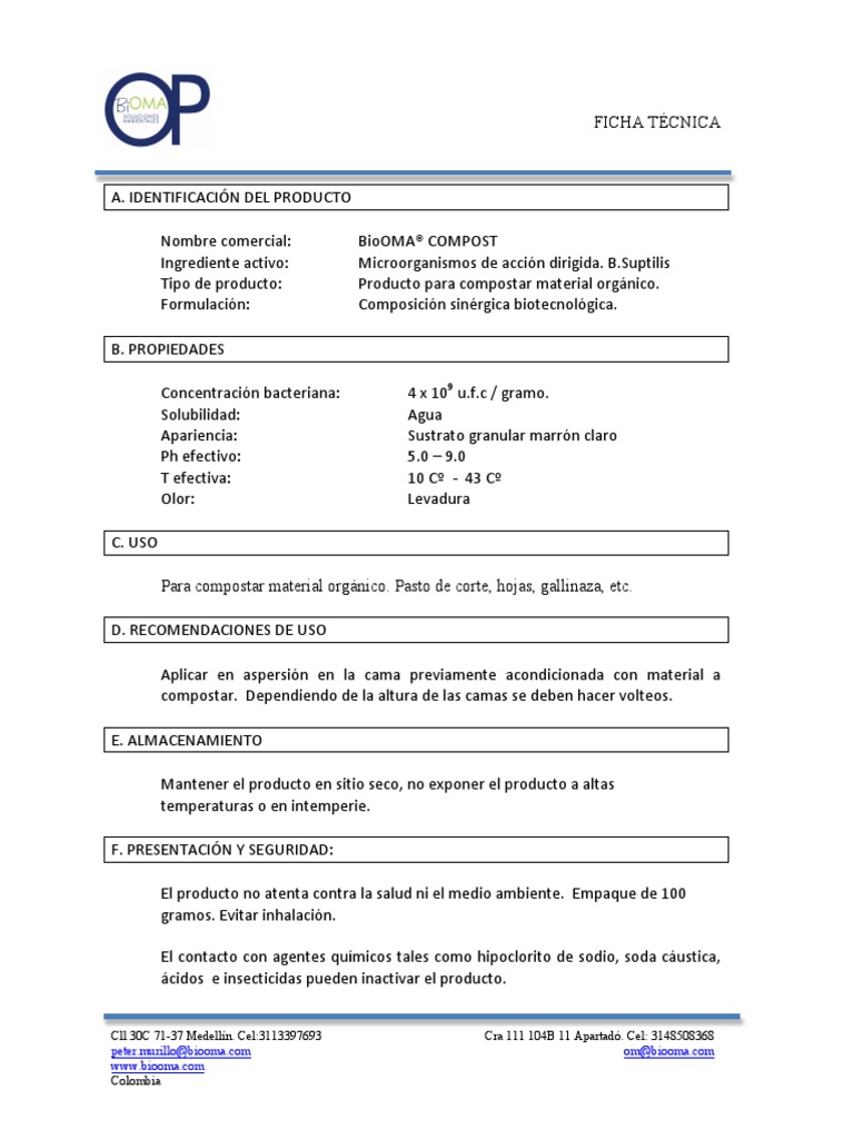 BioOMA® Compost: Guía de Uso y Seguridad | PDF