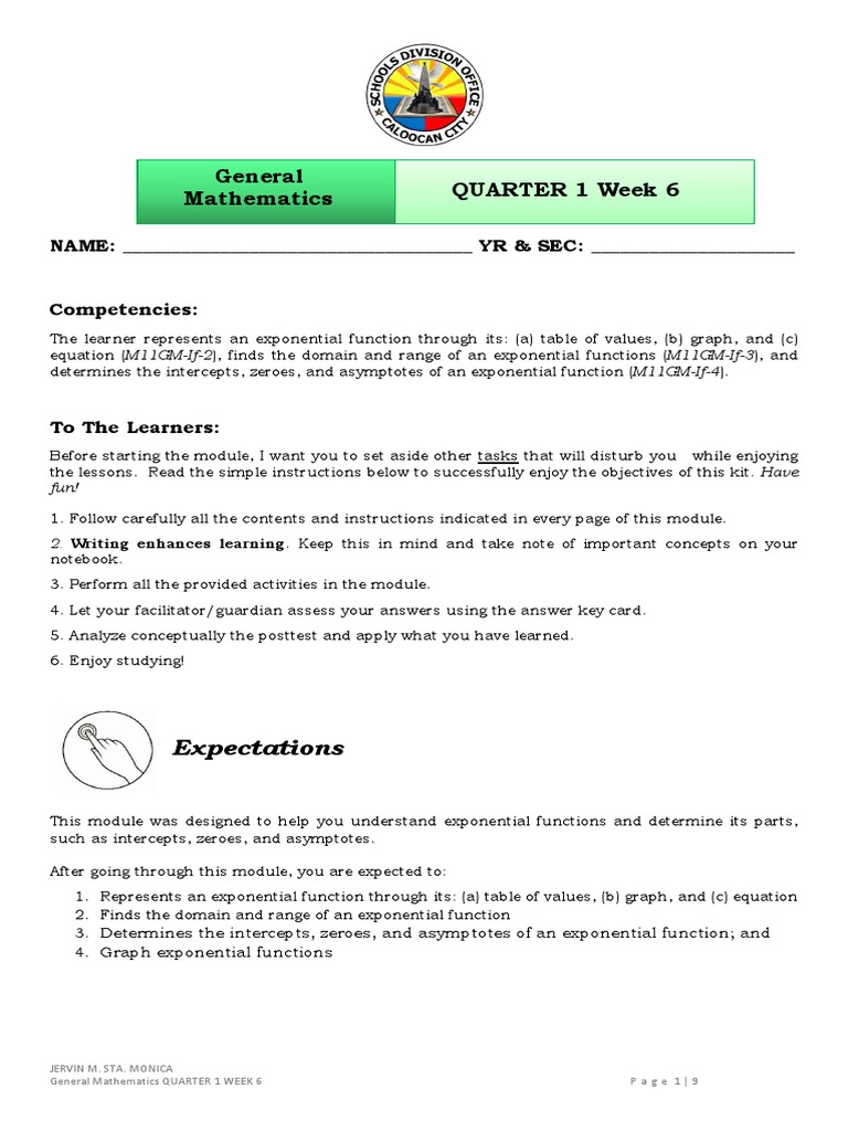 General Mathematics Quarter 1 Week 6: Expectations | Download Free PDF ...