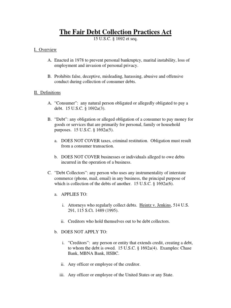 The Fair Debt Collection Practices Act | PDF | Justice | Crime & Violence