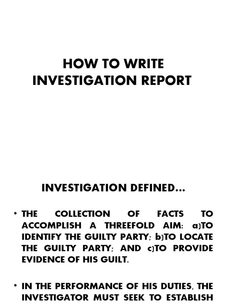 How To Write Investigation Reportnn | PDF | Witness | Evidence