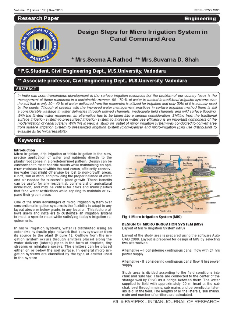 Design Steps For Micro Irrigation System in Canal Command Area Mrs ...