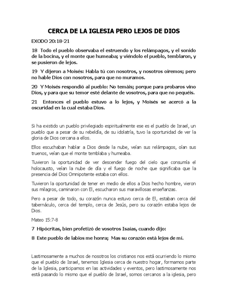 Cerca de la Iglesia, Lejos de Dios | PDF | Moisés | eucaristía