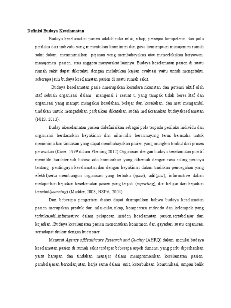 Definisi Budaya Keselamatan | PDF