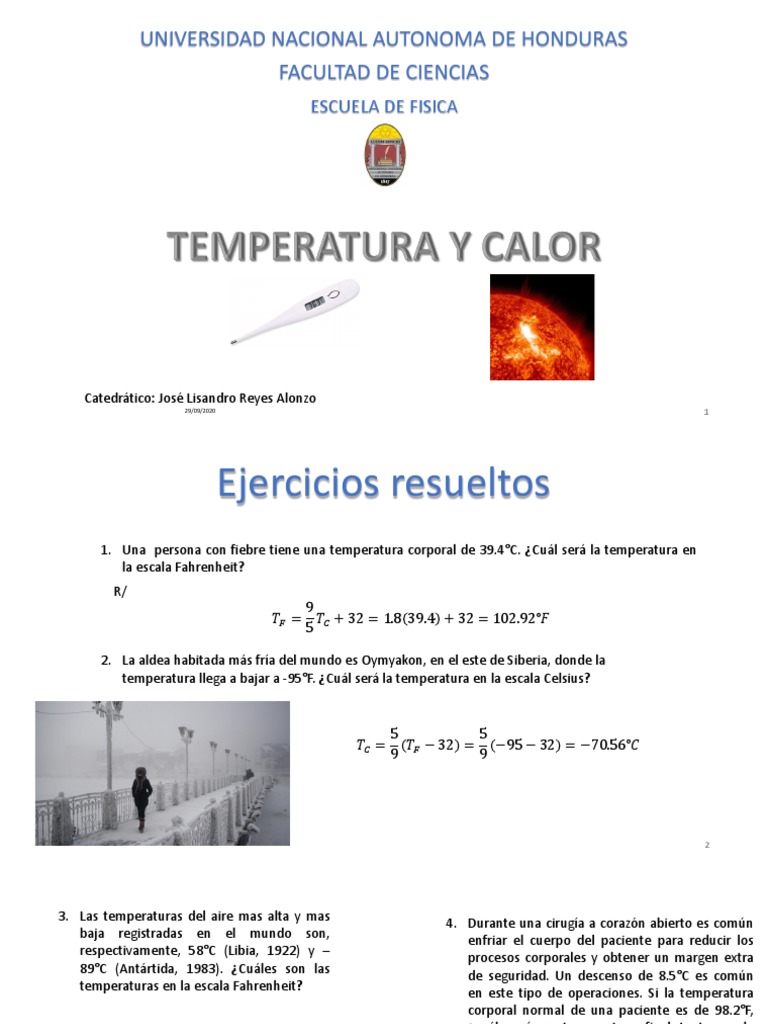 Temperatura Ejercicios Resueltos | PDF | Fahrenheit | Celsius