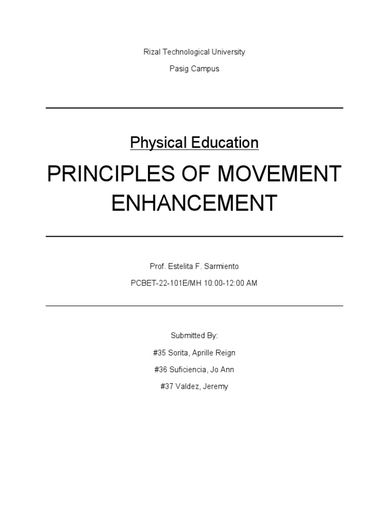 Principles of Movement Enhancement: Physical Education | PDF ...