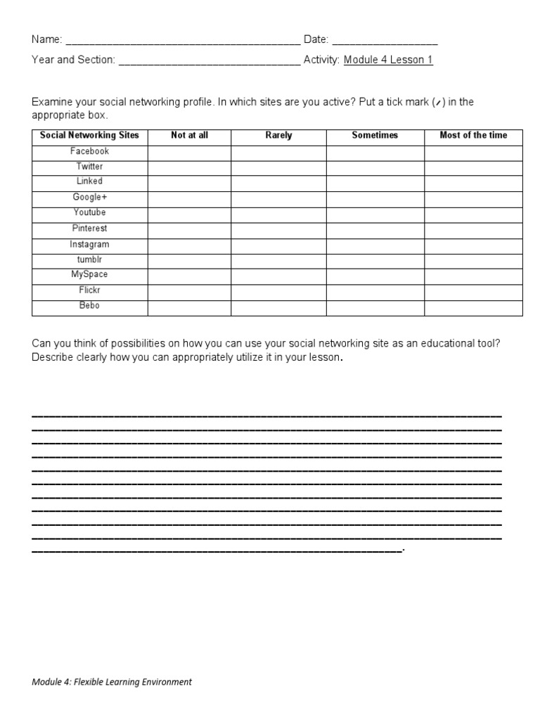 Module 4 Flexible Learning Environment Pdf Social Networking