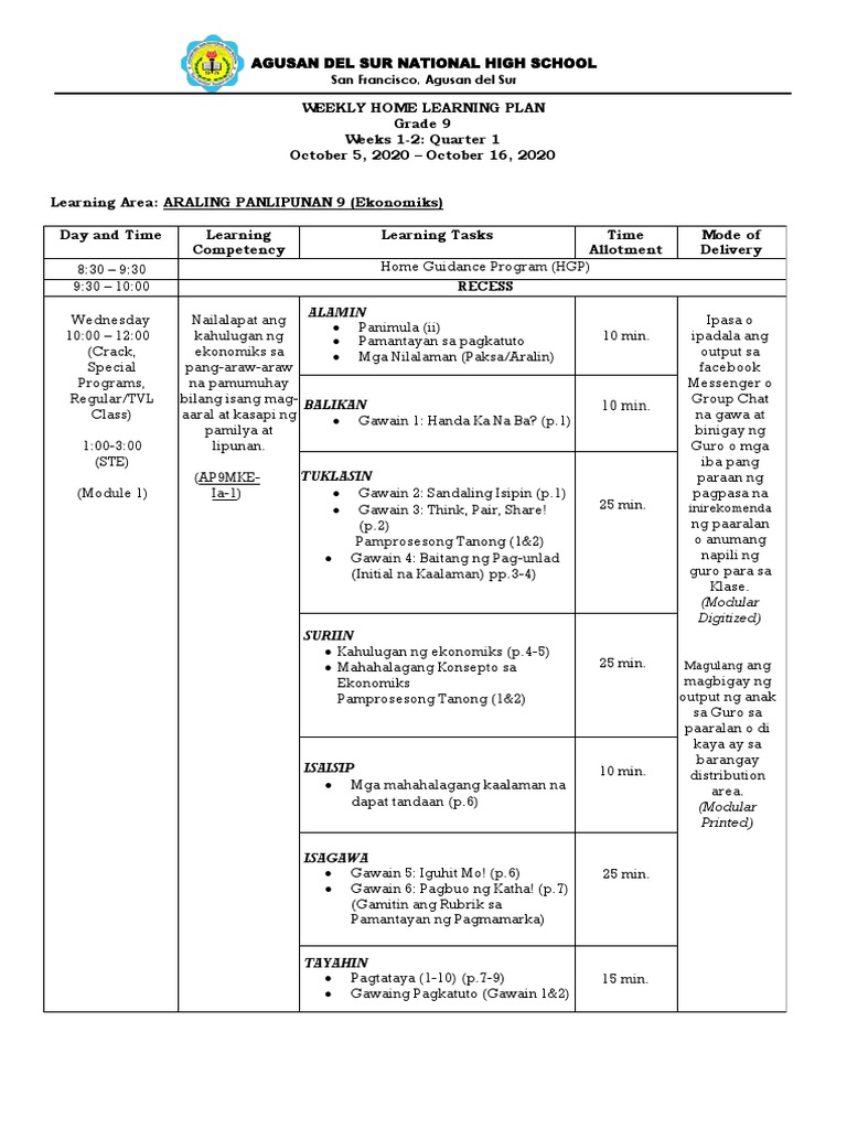 Aral. Pan. Modules 1 2 | PDF