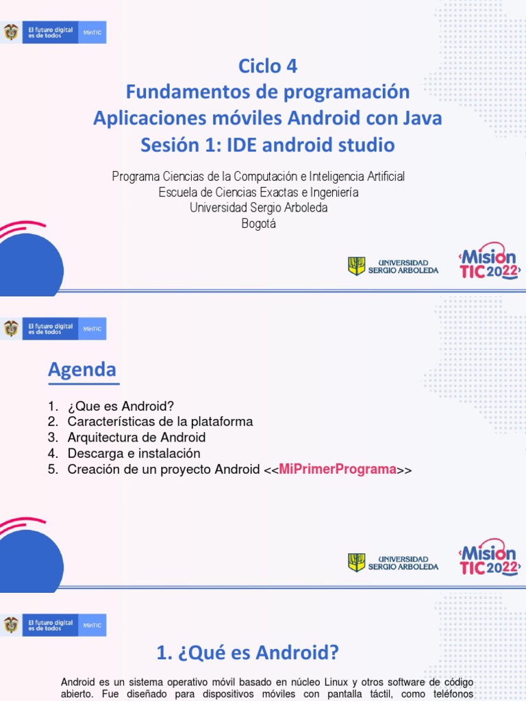 Ciclo 4 Sesion 1 Fundamentos de Programación Aplicaciones Móviles Android Con Java | PDF ...