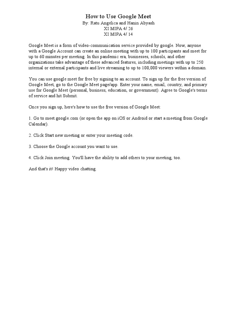 How To Use Google Meet | PDF