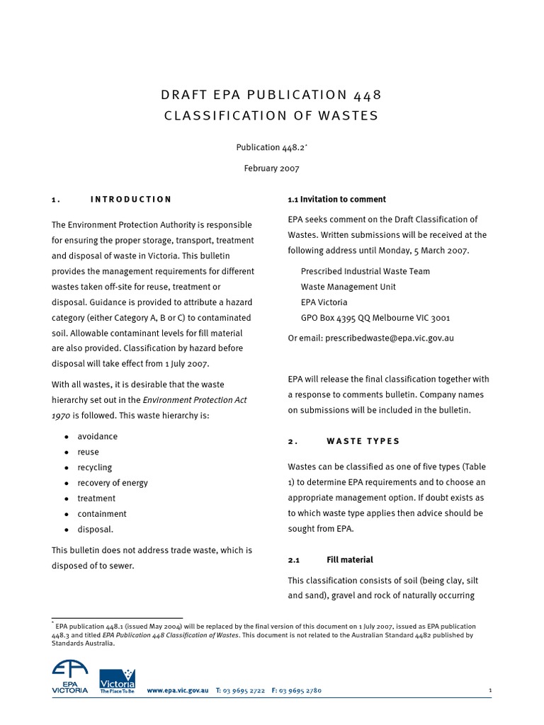 EPA Waste Class 4482 | PDF | Waste | Waste Management