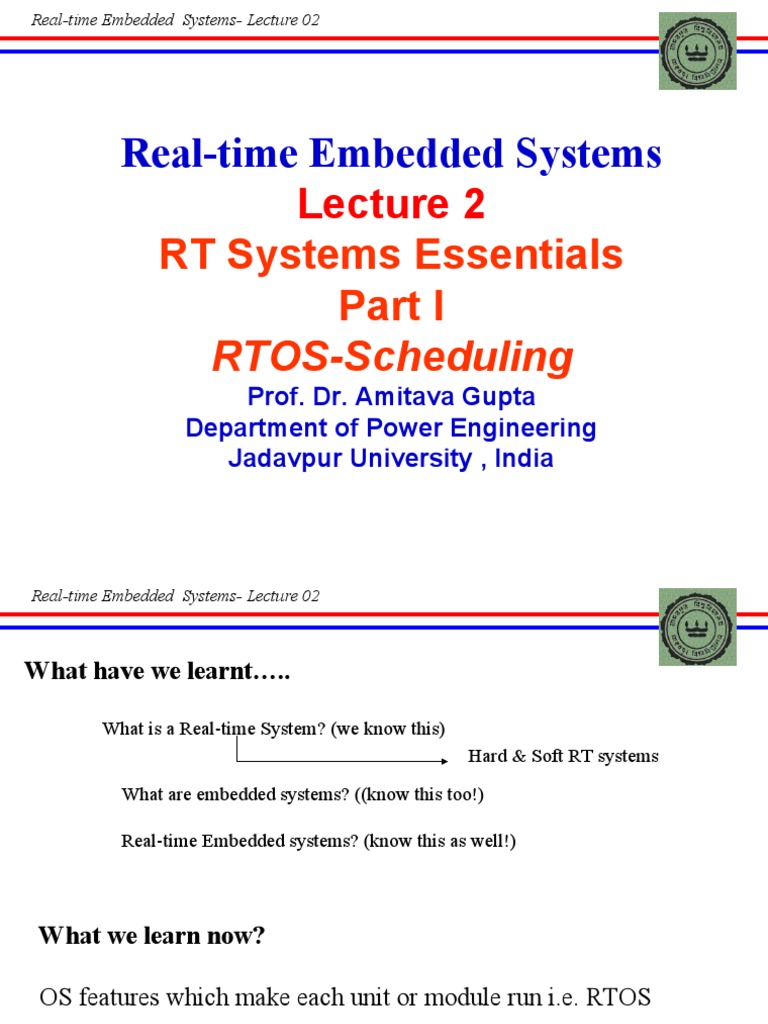 Real Time Embedded System Lecture 02 Pdf Scheduling Computing