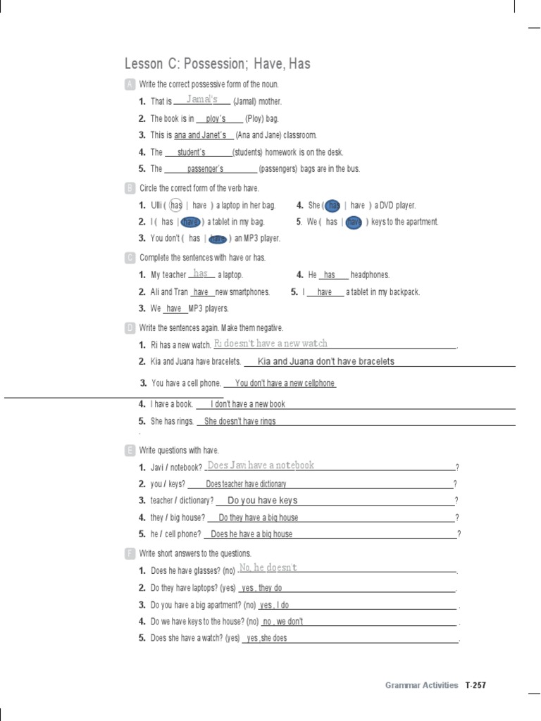 Grammar Practice: Possession & Verbs | PDF | Consumer Electronics