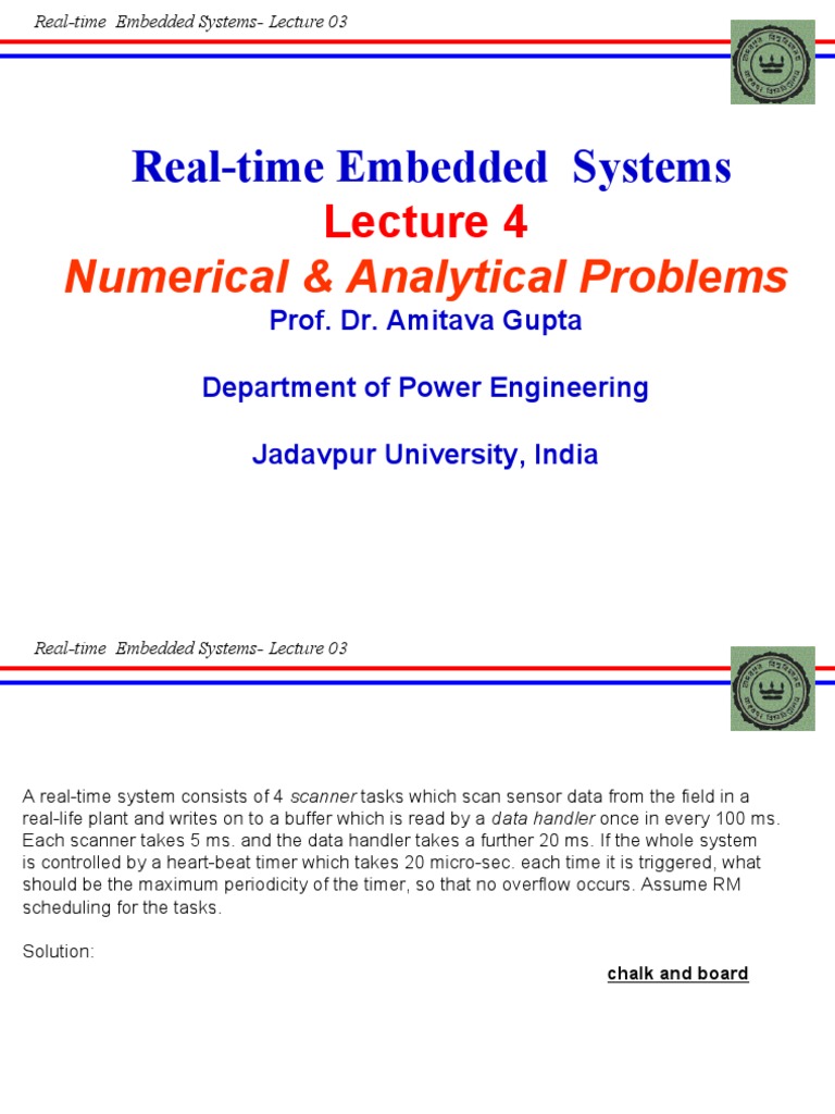 Real Time Embedded Systems Numerical And Analytical Problems Pdf