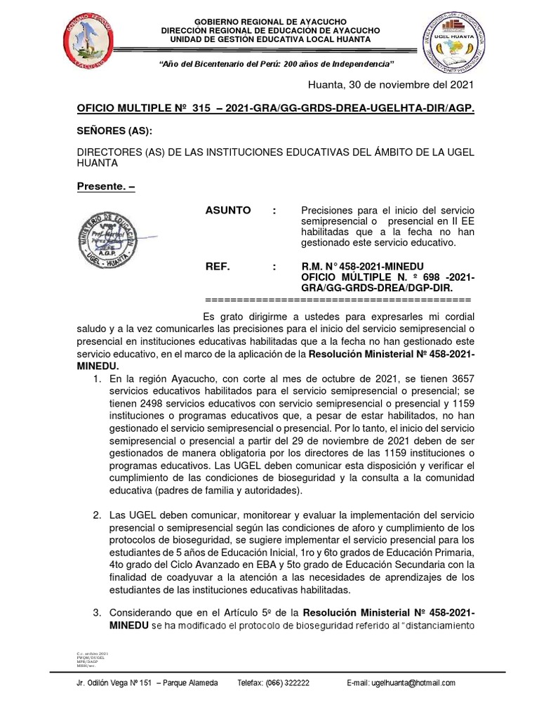 Oficio Multiple 315 | PDF