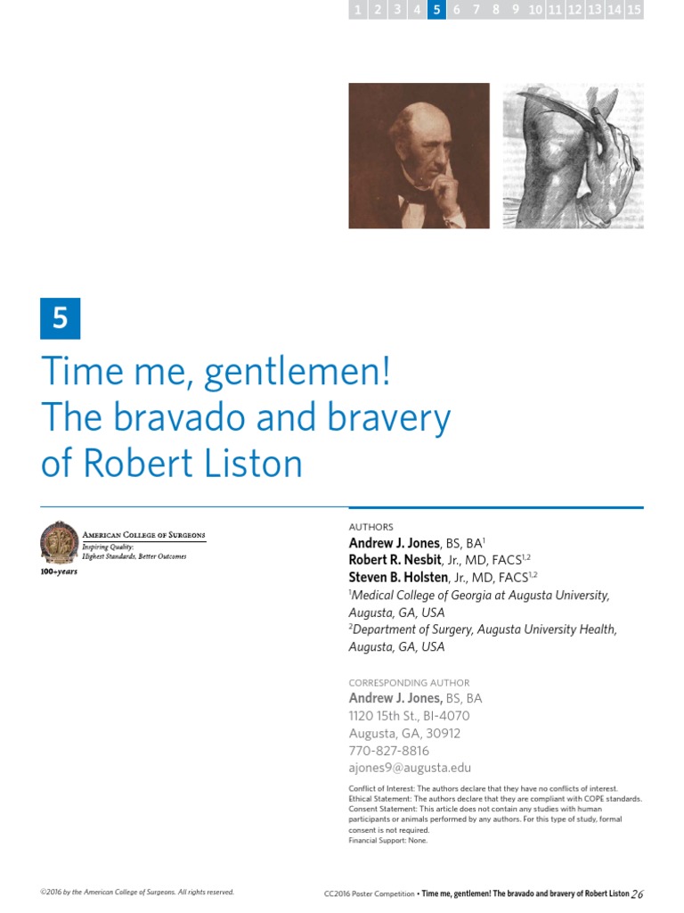 Time Me, Gentlemen! The Bravado and Bravery of Robert Liston | PDF ...