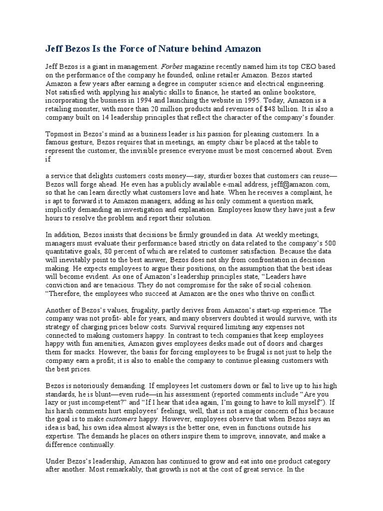 Case Study - Jeff Bezos | PDF | Leadership | Online Shopping