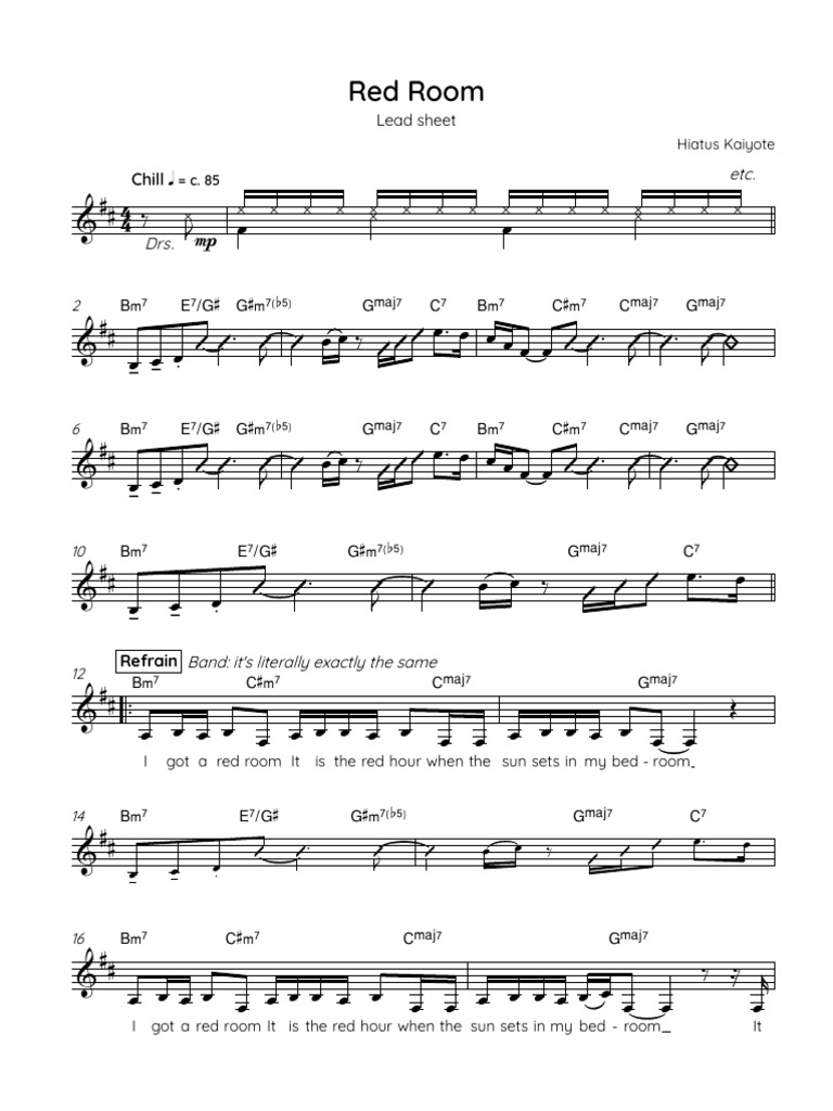 Red Room Lead Sheet | PDF | Chess Openings | Musical Forms