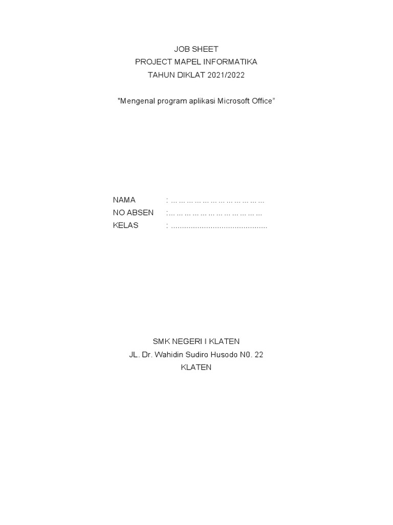 Job Sheet Project Informatika | PDF