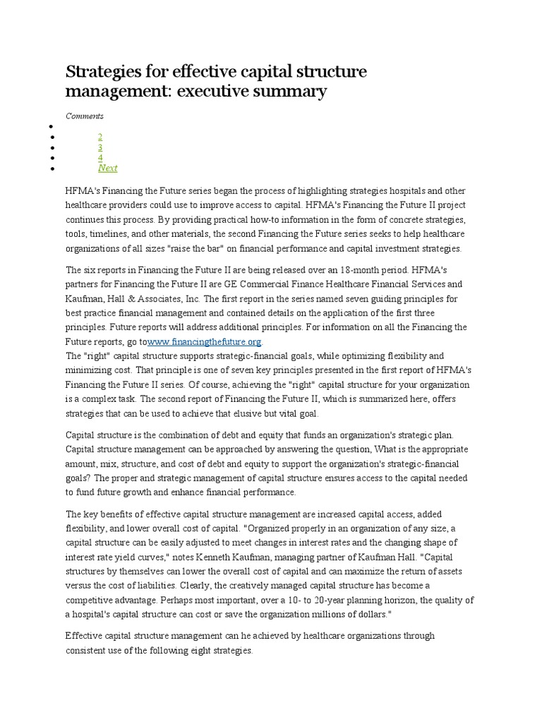 Strategies For Effective Capital Structure Management: Executive ...