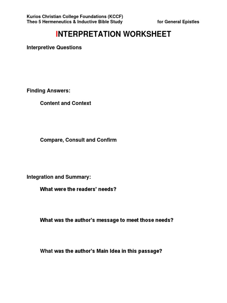 Nterpretation Worksheet: Interpretive Questions | PDF | Philosophy ...