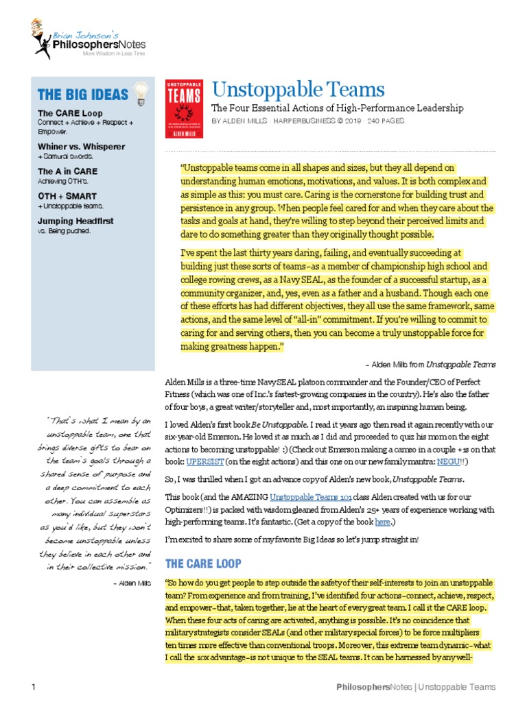 Unstoppable Teams The Big Ideas Download Free Pdf Goal