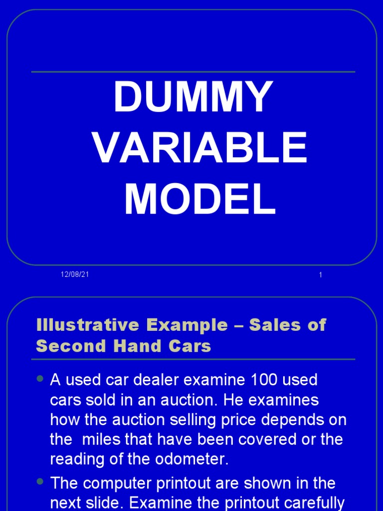 Dummy Variable Final | PDF | Errors And Residuals | Regression Analysis