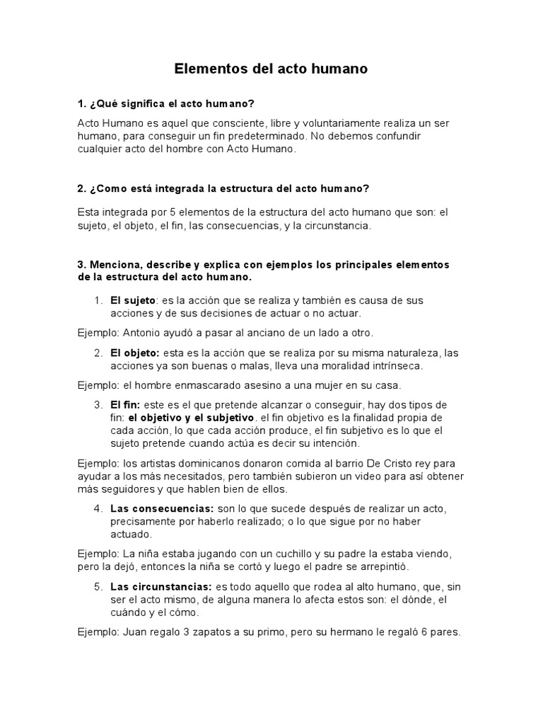Elementos Del Acto Humano | PDF